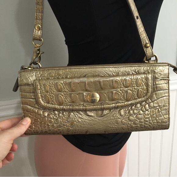 Brahmin | Bags | Brahmin Gold Wristlet Clutch Handbag Crocodile ...